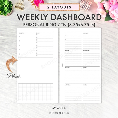 Personal Planner Printable Inserts, Weekly Inserts, Weekly Dashboard ...