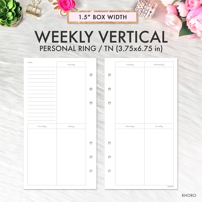 Weekly Dashboard Layout C - Personal Ring / TN Planner Printable ...
