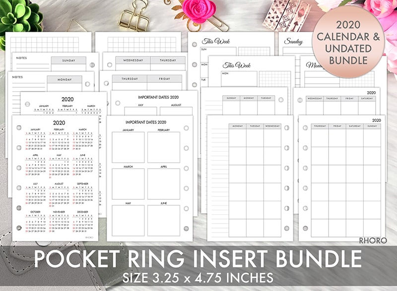 Calendars & Planners Paper Paper & Party Supplies Pocket ring printable ...