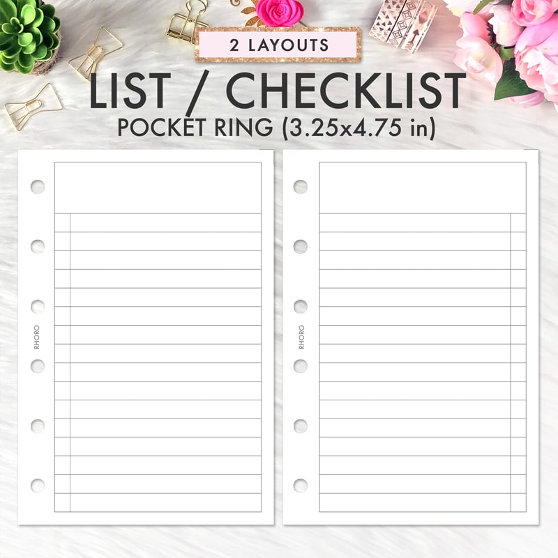 Calendars & Planners Paper Paper & Party Supplies Pocket ring printable ...