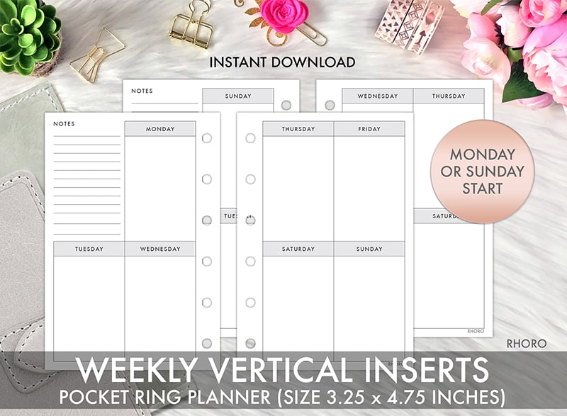 Paper Paper & Party Supplies PP020 Pocket pocket rings Vertical weekly ...