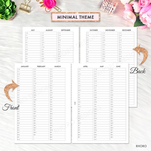 A5 Year At A Glance, A5 Planner Inserts Printable, A5 Yearly Overview ...